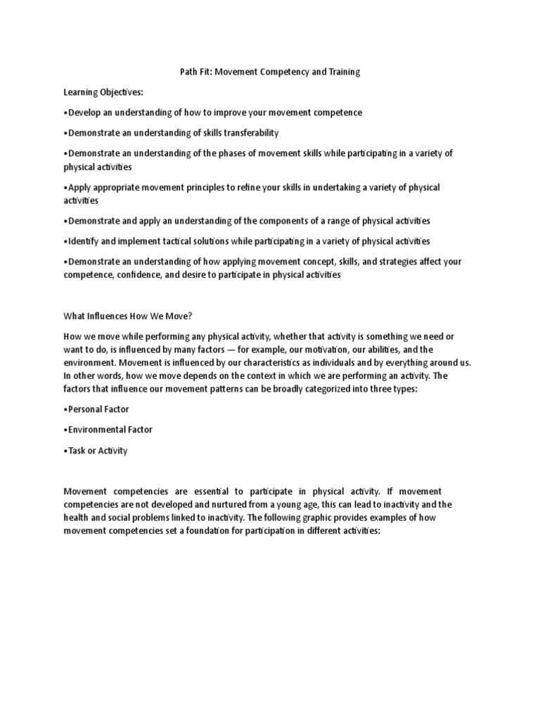 Path Fit MOVEMENT COMPETENCY TRAINING | PDF