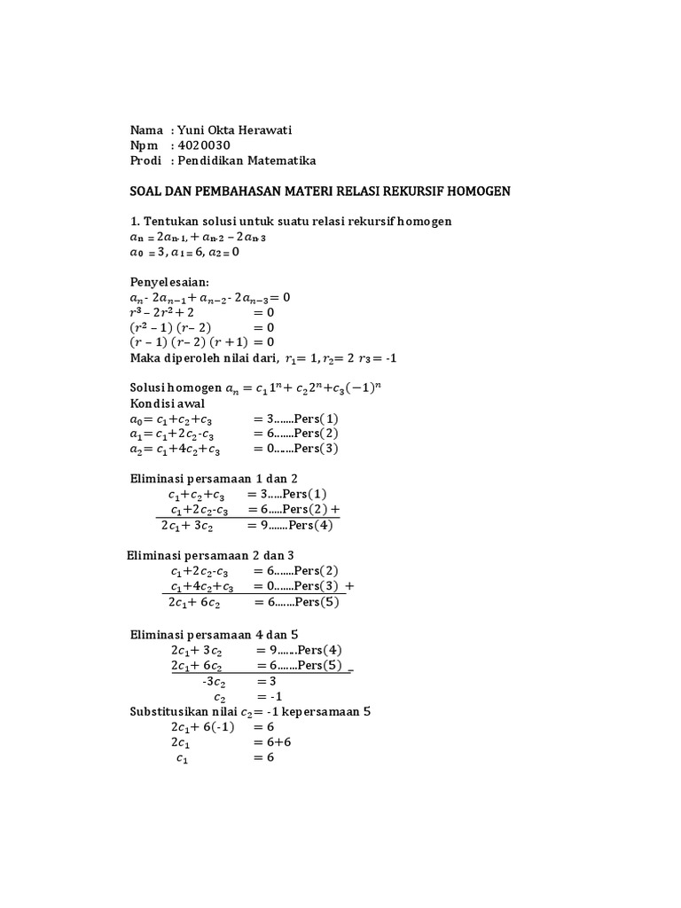 Solusi Relasi Rekursif Homogen | PDF