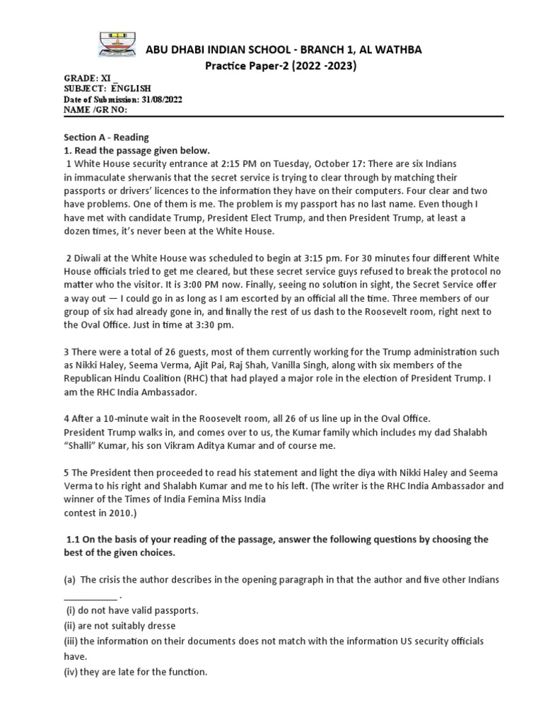 Practice Paper Gr11 | PDF