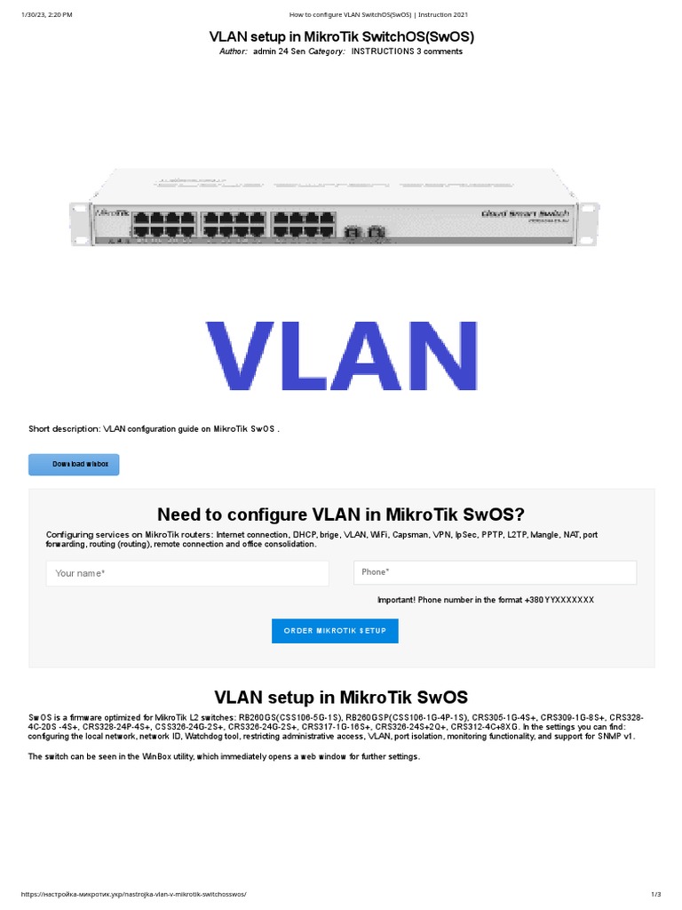 VLAN Setup in MikroTik SwitchOS (SwOS) | PDF | Network Switch | Virtual ...