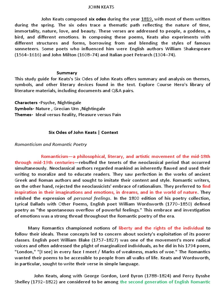 John Keats | PDF | Eros | Romanticism