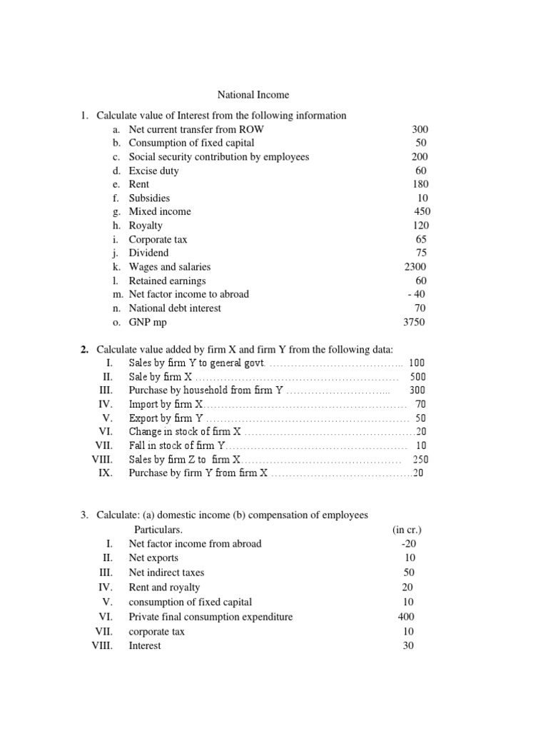 National Income - Assignment 20-1 | PDF