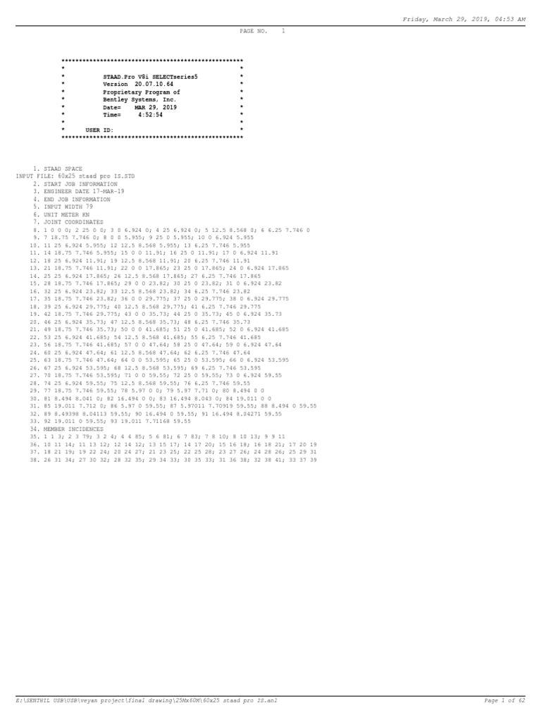 25m X 60m Analyze Report Is800-2007 LSD | PDF | Physical Sciences | Mechanics