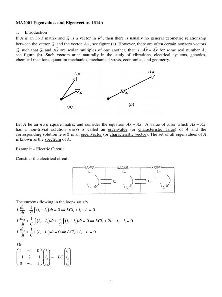 Ma2001 Eigenvalues And Eigenvectors 1314a Pdf Eigenvalues And Eigenvectors Mathematical