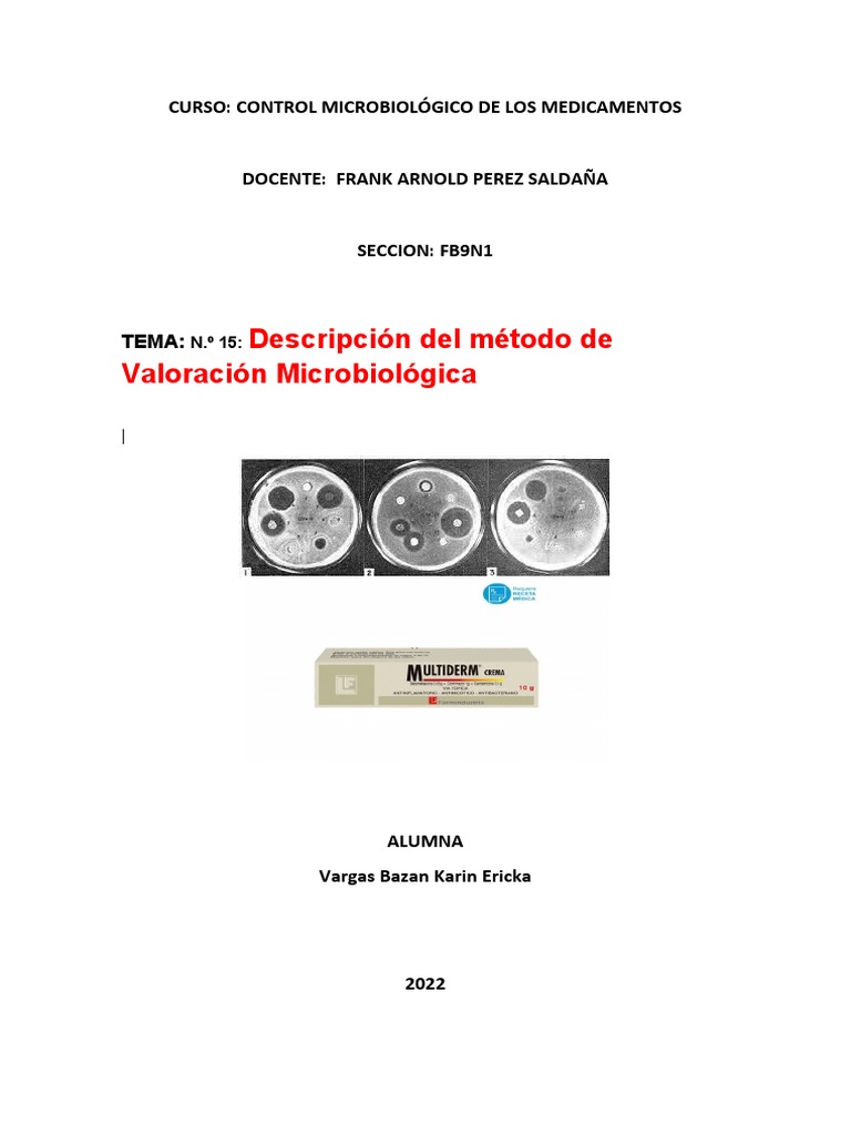 Practica 15 Control Microbiologico de Medicamentos | PDF | Esterilización (Microbiología ...