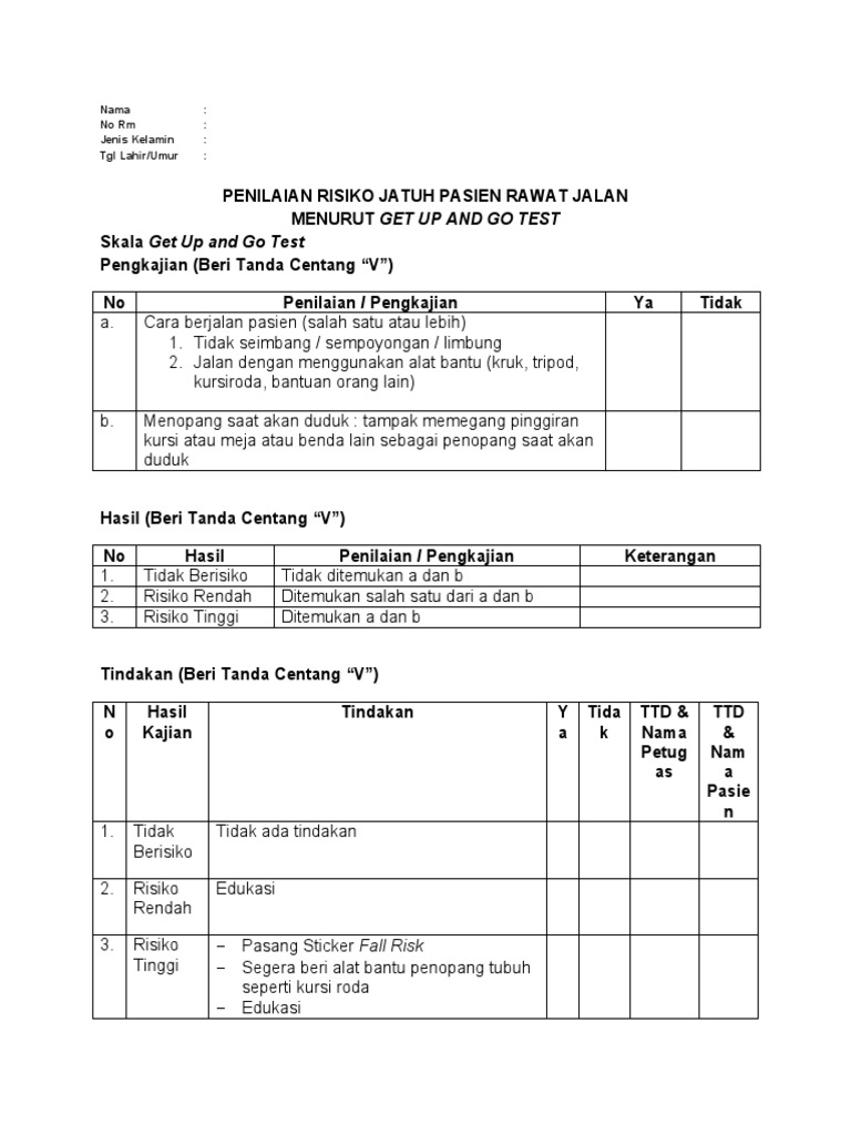Form Resiko Jatuh Dan Skrining | PDF