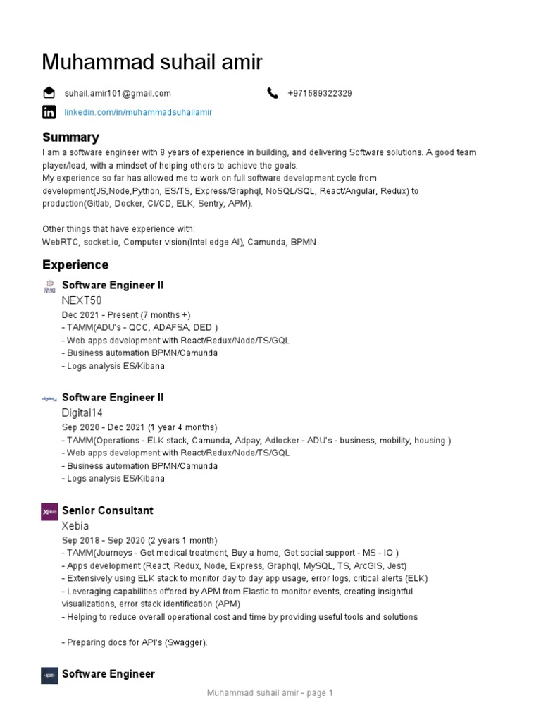 Resume Muhammad Suhail Amir | PDF | Angular Js | Software Engineering