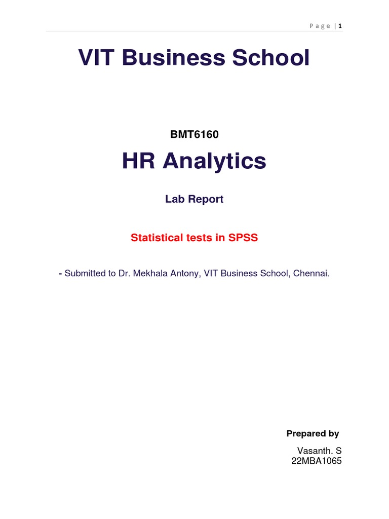 HR Analytics Lab Report in SPSS | PDF
