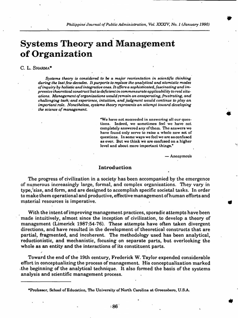 11 - Systems Theory and Management of Organization | PDF