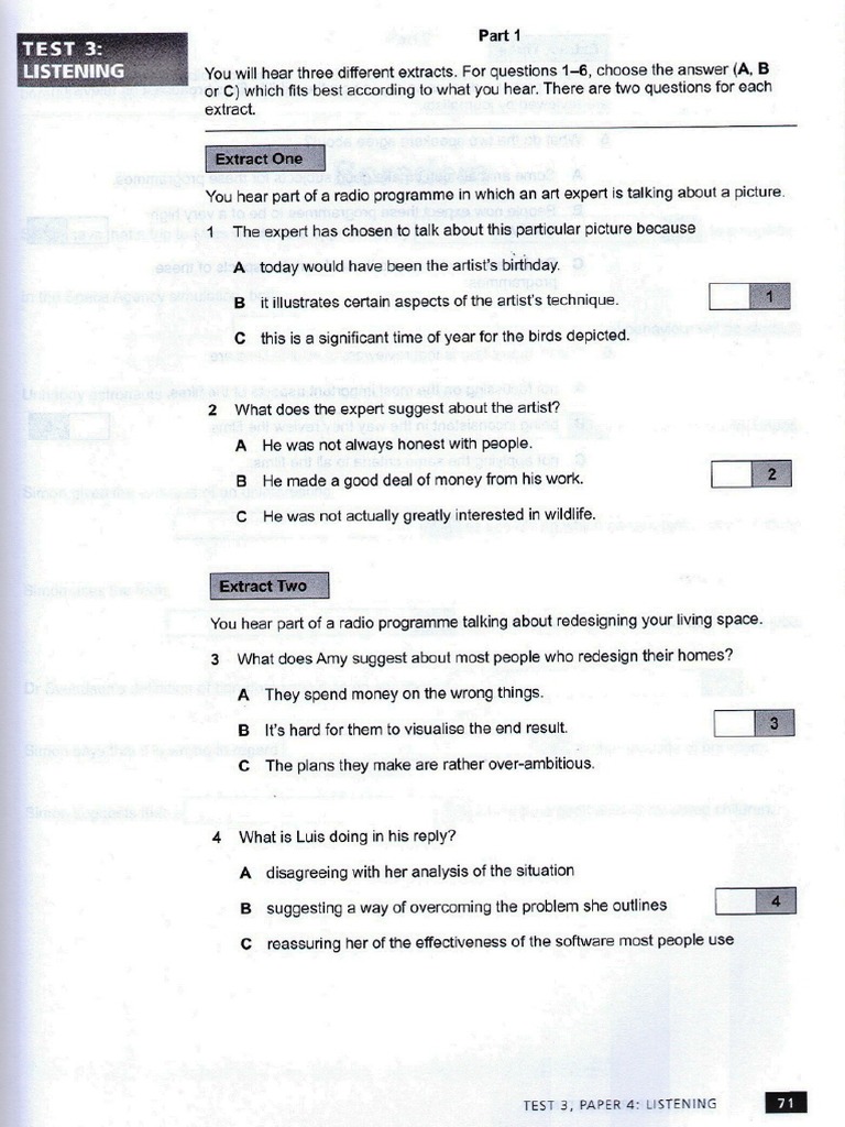 CAE Practice Tests Plus LISTENING TEST 3 73-77 | PDF
