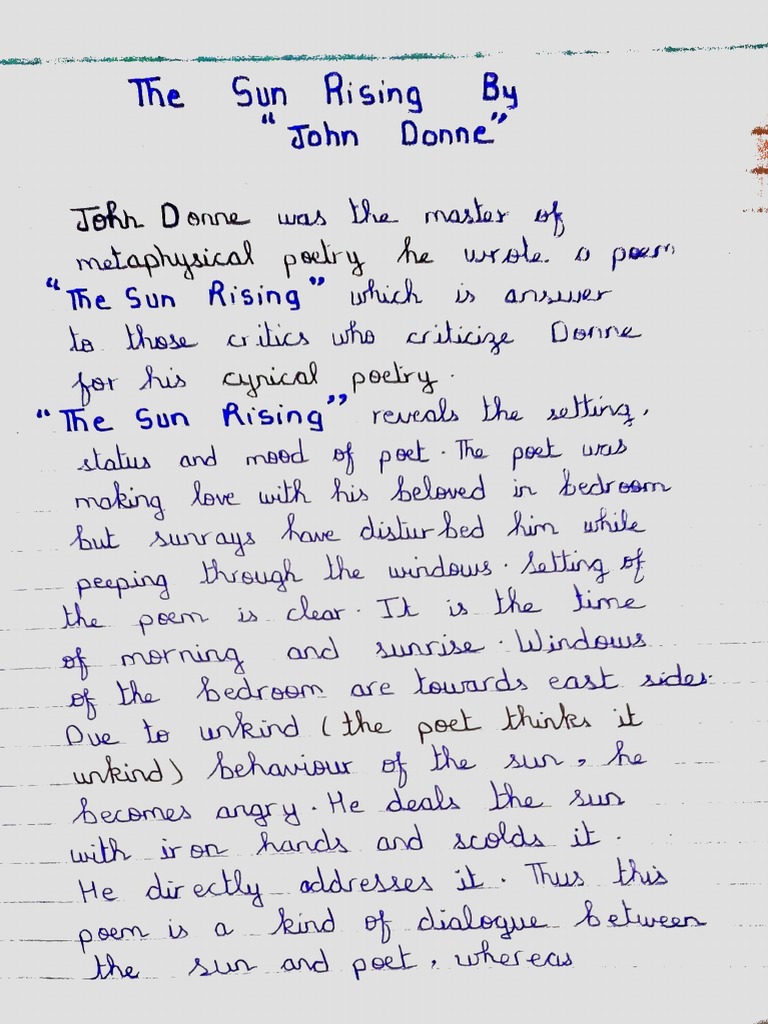 The Sun Rising by John Donne | PDF