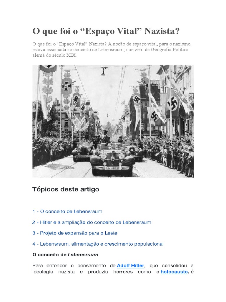 Lebensraum o Espaço Vital Nazi | PDF | Alemanha nazista | Adolf Hitler