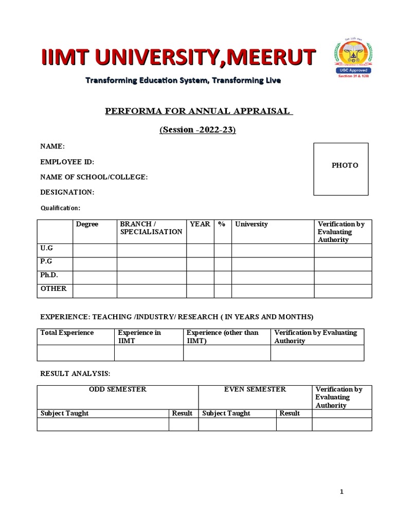 Appraisal Form 2022 23 Teaching | PDF
