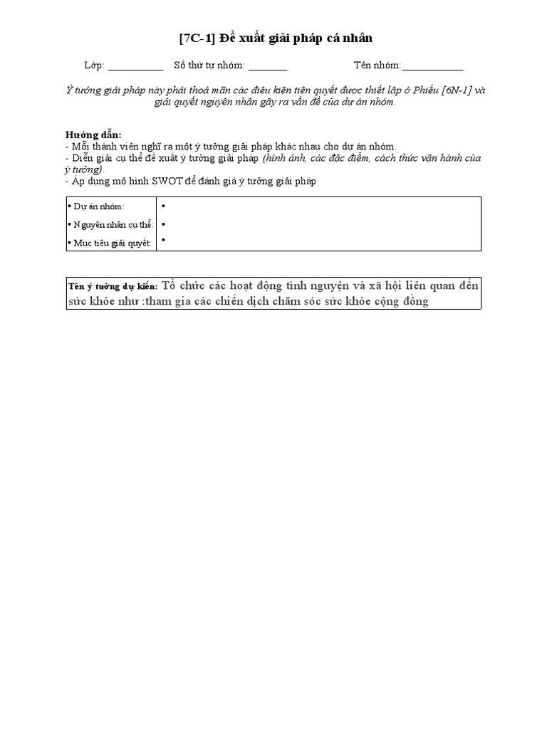 10. (7C-1) Đề xuất giải pháp cá nhân | PDF
