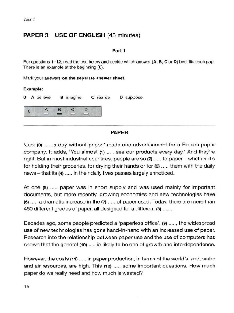 Use of English FCE 1 | PDF