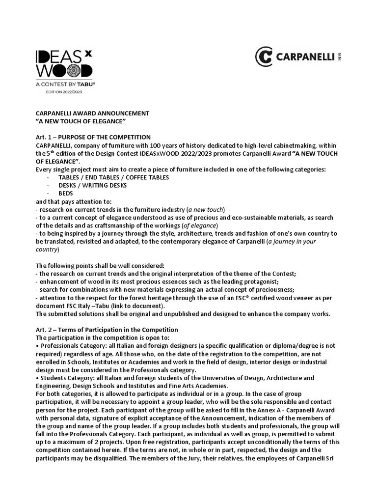 Carpanelli Award Competition Notice V Ed. | PDF