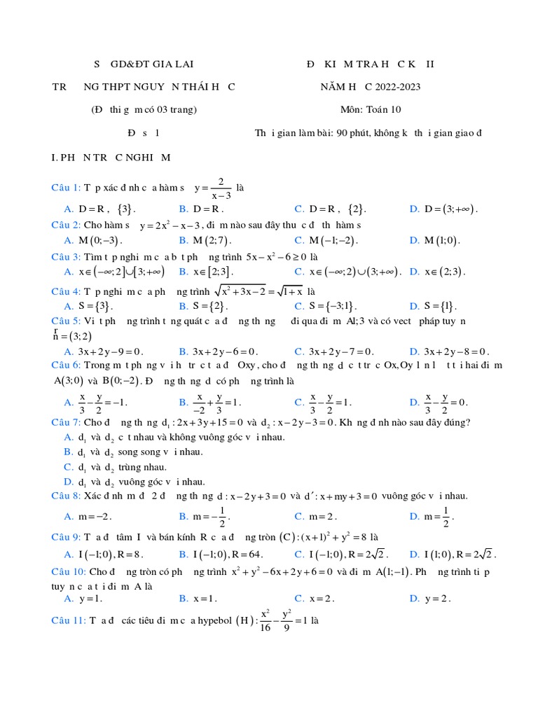 04 de On Tap Cuoi HKII Toan 10 Gui Lop Va Cac Nhom | PDF