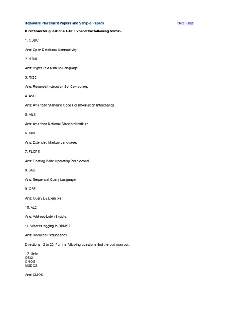 Hexaware Placement Paper | Booting | Area