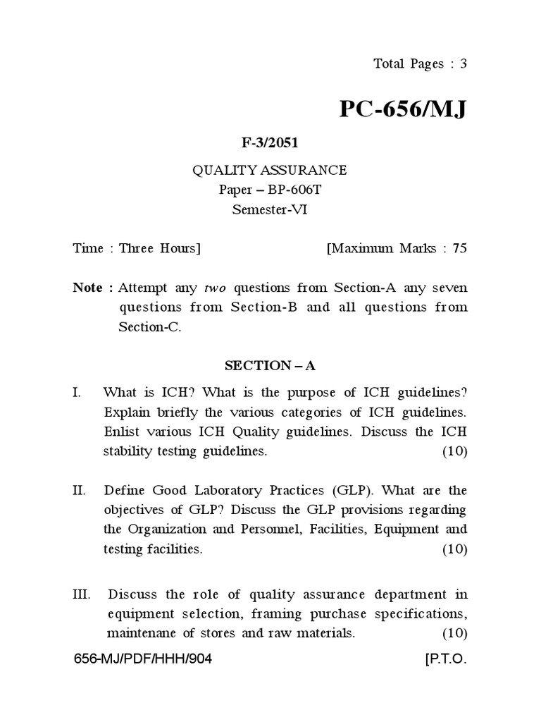 Quality Assurance Exam Paper - 6th Sem | PDF | Business Process | Business