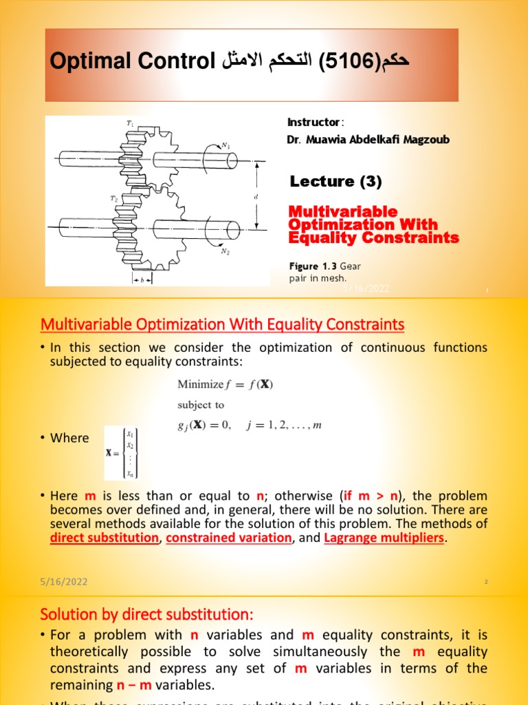 Lecture (3) Optimal | PDF | Mathematical Optimization | Differential ...