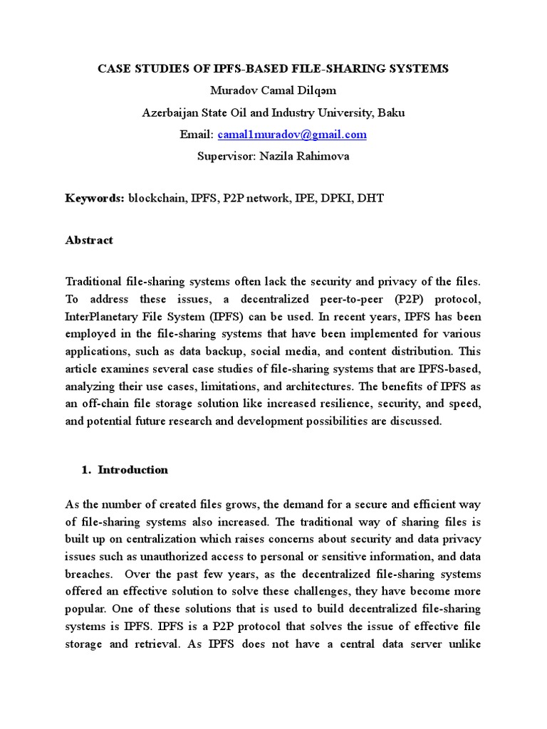 Case Studies of Ipfs | PDF | Peer To Peer | Computer Network
