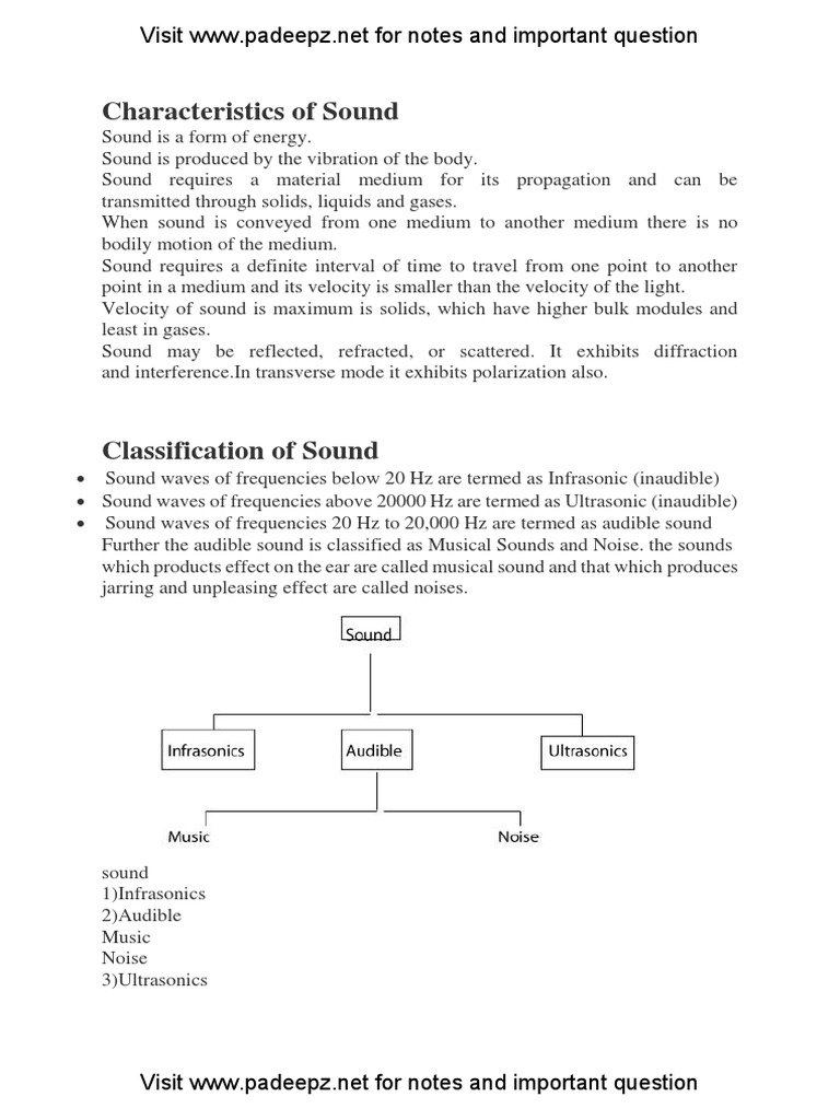 Characteristics of Sound and Classification of Sound | PDF | Sound | Decibel