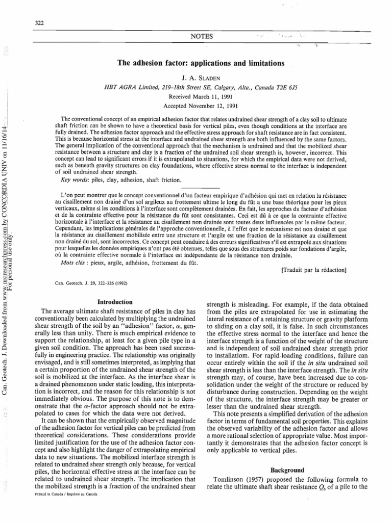 The adhesion factor applications and limitations | PDF