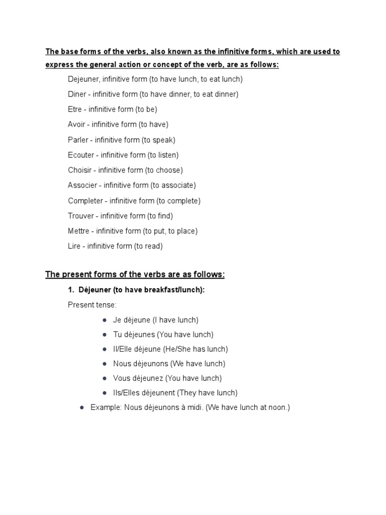 French Verb Infinitives & Present Tense | PDF | Linguistic Typology ...