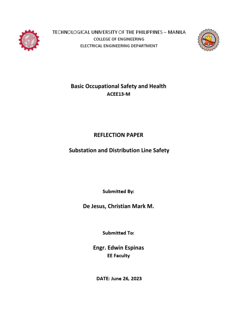 Reflection Paper - Substation and Distribution Line Safety - de Jesus ...