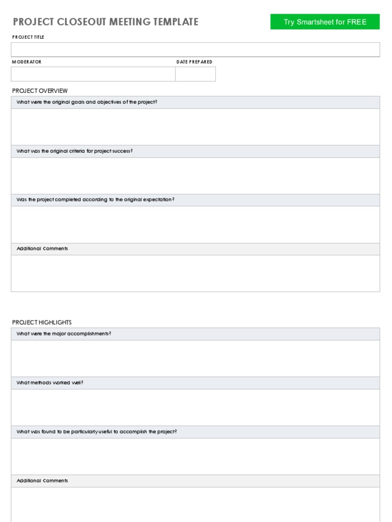 IC Project Closeout Meeting 11064 - PDF | PDF | Project Management ...
