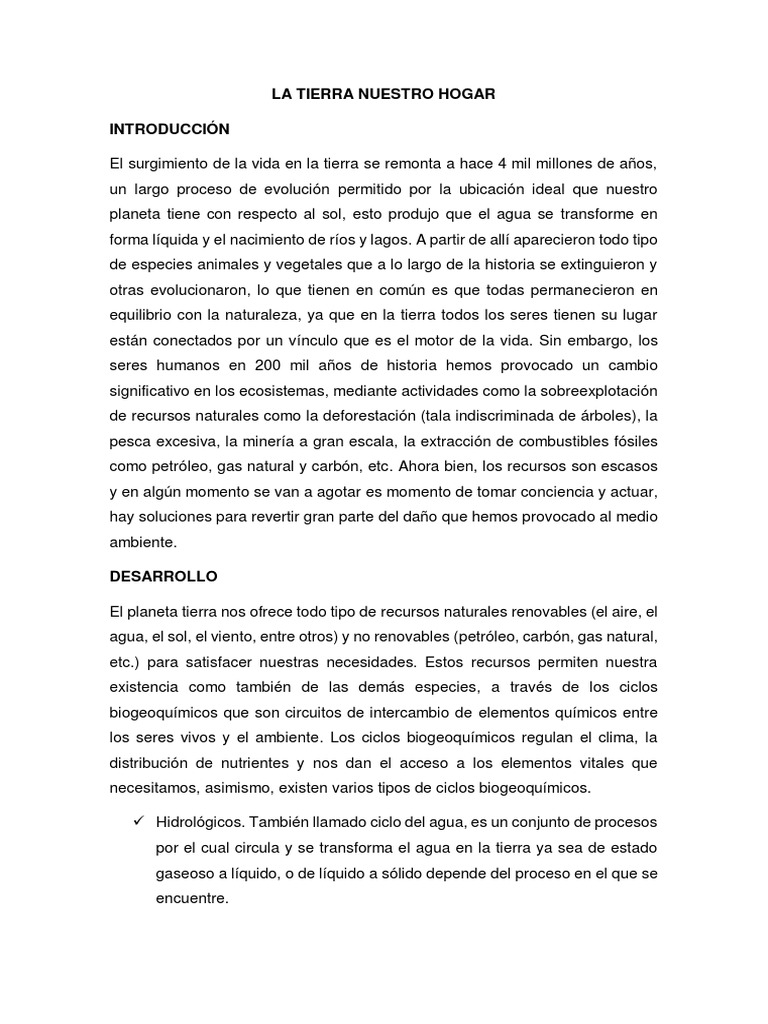 LA TIERRA NUESTRO HOGAR | PDF | Agua | Tierra