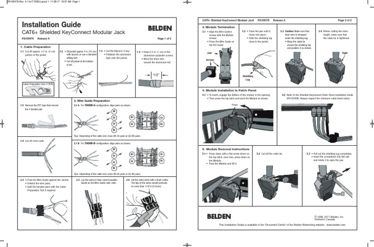 Cat6 Shielded Keyconnect Modular Jack Installation Guides | PDF