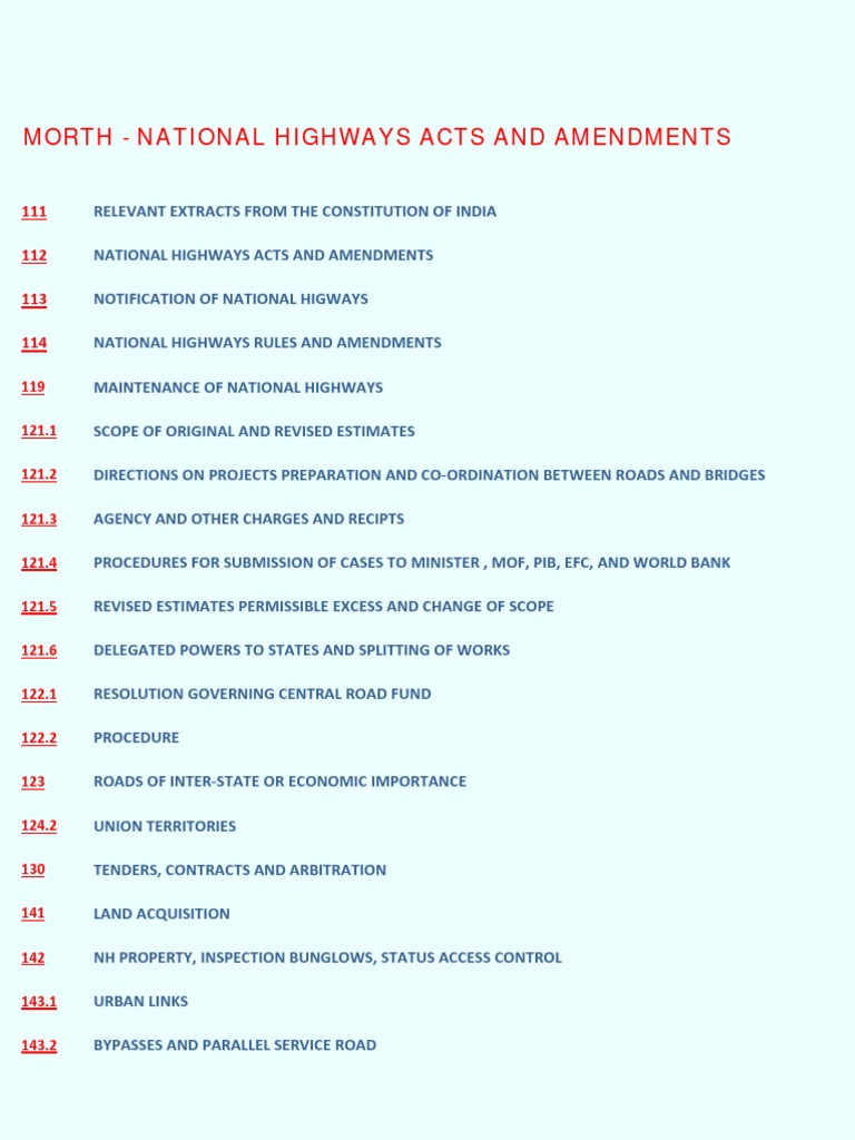 National Highways Acts and Amendments | PDF | Road | Bridge