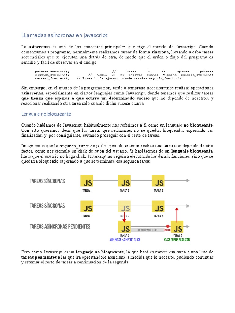 LLamadas Asincronas en Javascript | PDF | Lenguaje de programación | Devolución de llamada ...