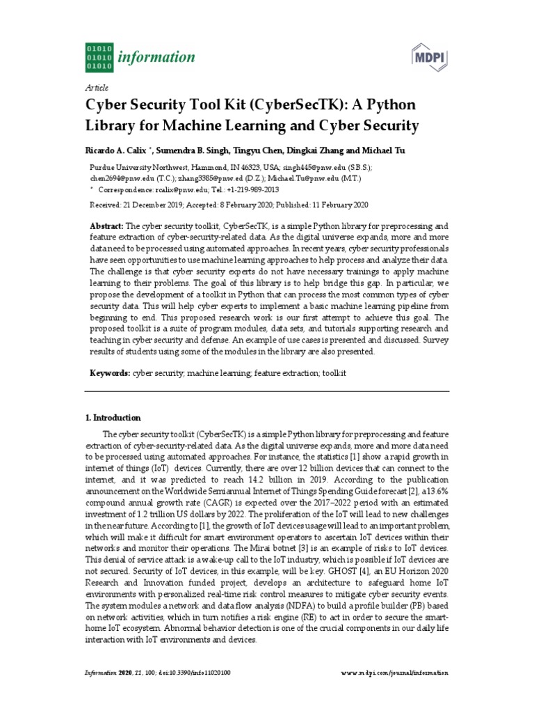 Cyber Security Tool Kit CyberSecTK A Python Librar | Download Free PDF ...