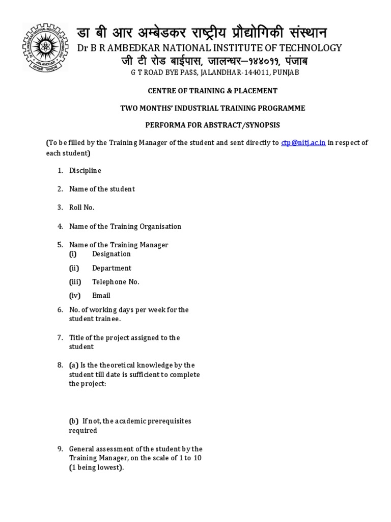 Evaluation Performa by NIT | PDF