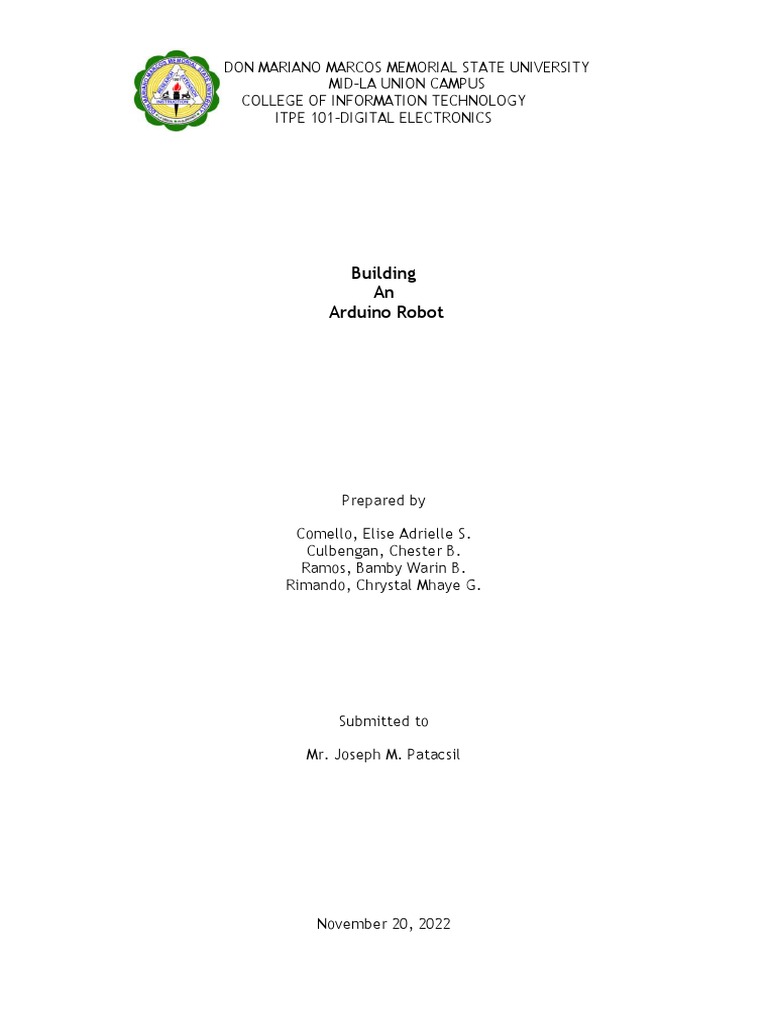 Digital Electronics Arduino Robot Project Pdf Arduino Electrical Engineering