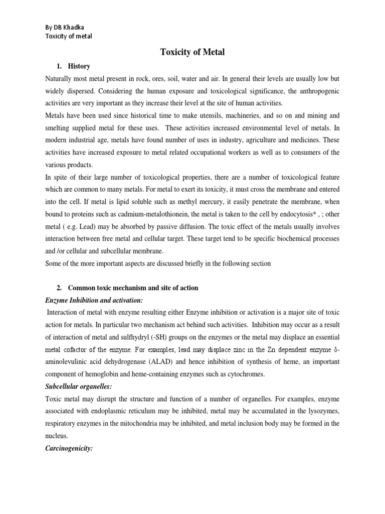 Toxicity Of Metal Updated Lead Mercury And Aluminium Download Free