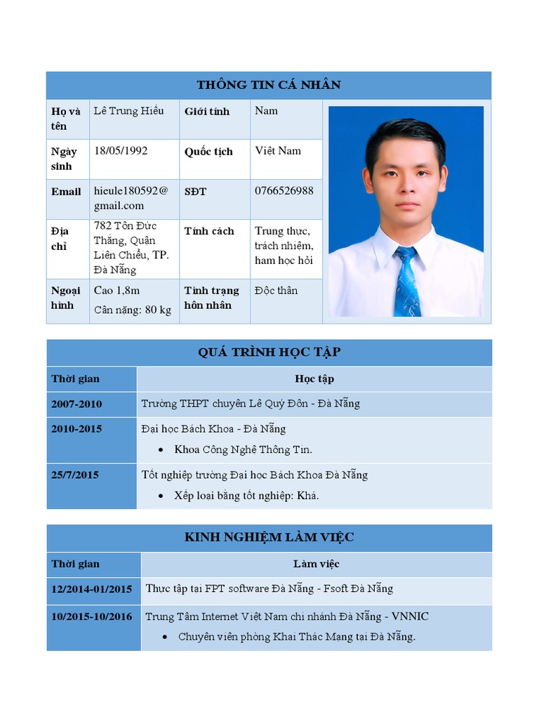 CV Le Trung Hieu IT | PDF
