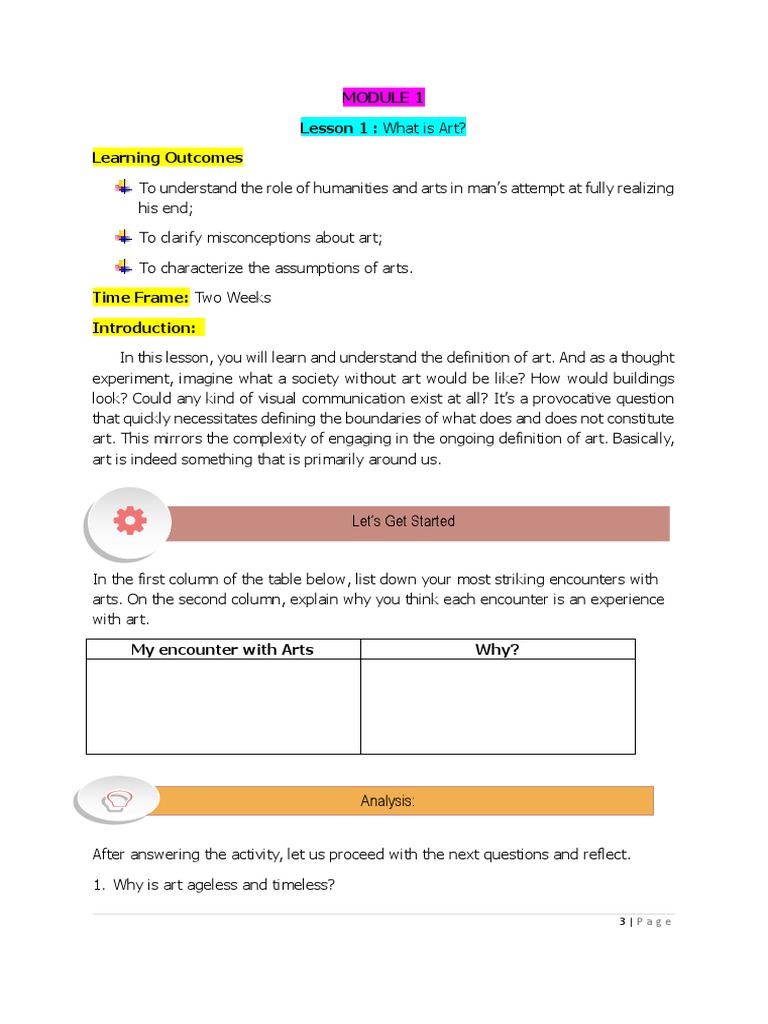 Arts Module (Lesson 1-5) | PDF | Cubism | Ancient Egypt