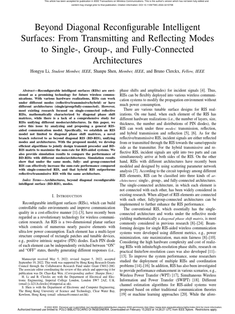 Beyond Diagonal Reconfigurable Intelligent Surfaces From Transmitting ... Beyond Diagonal Reconfigurable Intelligent Surfaces From Transmitting ...