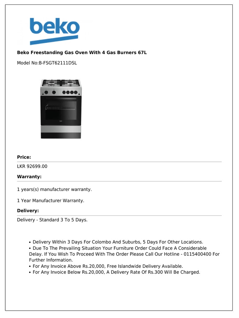 Product Brochure - B FSGT62111DSL | PDF