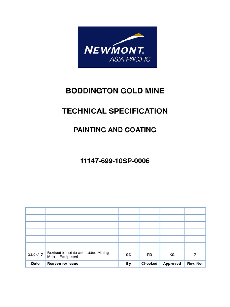 Boddington Mine Painting Specifications | PDF | Paint | Pipe (Fluid ...