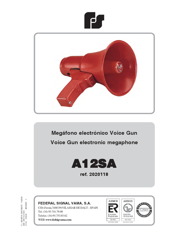 A12SA Voice Gun Manual L 2020118 | PDF | Tecnología de sonido | Acústica