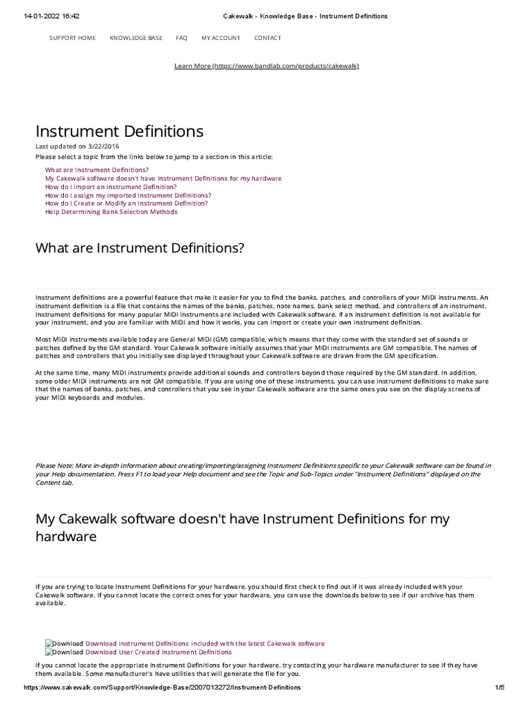 Cakewalk MIDI Instrument Definitions Guide | PDF | Synthesizer | Computing