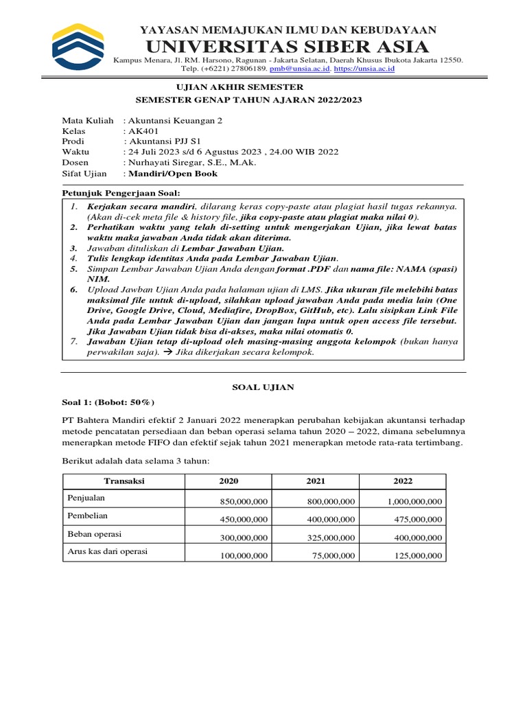 UAS - Akuntansi Keuangan 2 - 22 23 | PDF