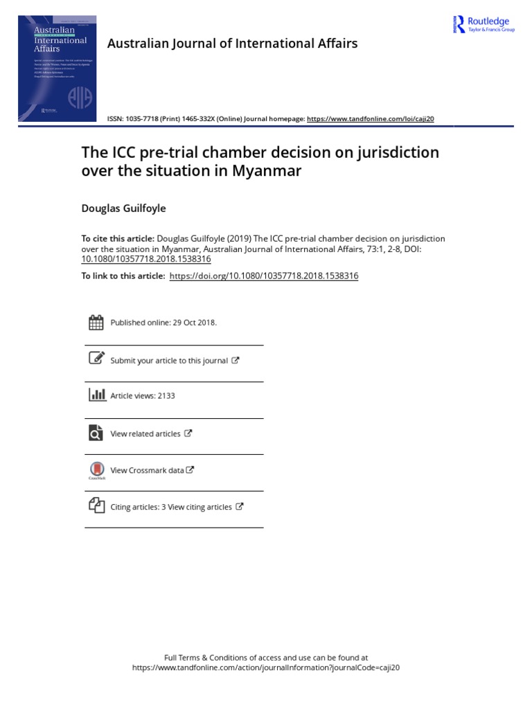 The ICC Pre Trial Chamber Decision On Jurisdiction Over The Situation ...