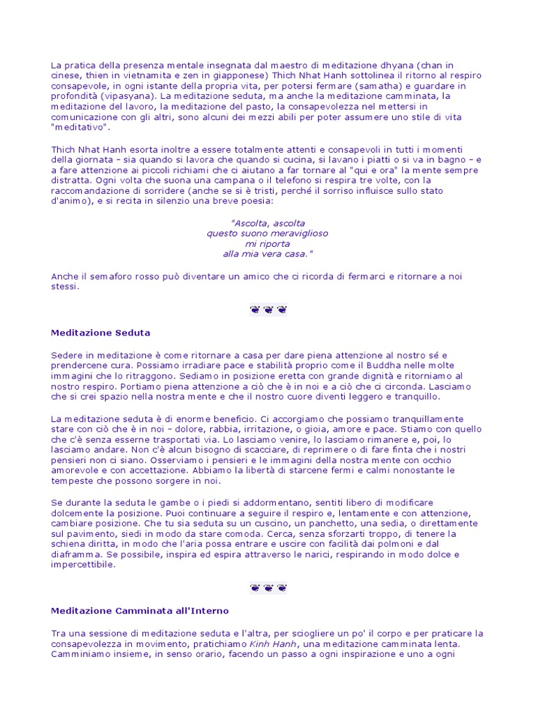 Thich Nhat Hanh - Pratica Della Consapevolezza Mentale | PDF