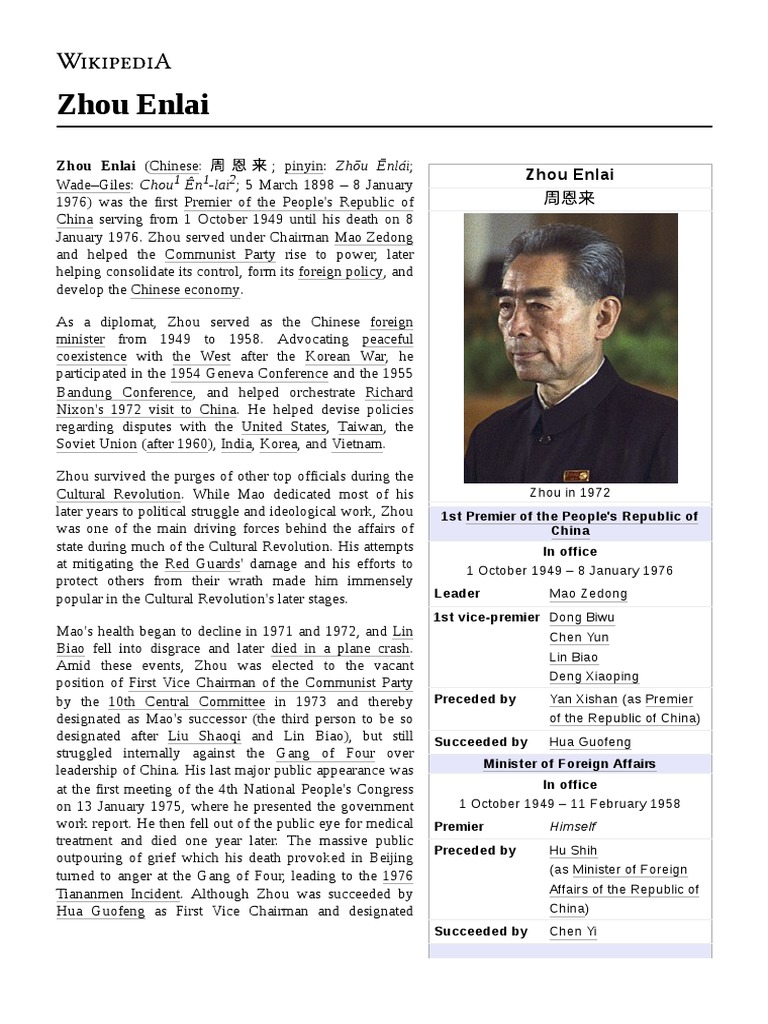 Zhou Enlai | PDF | Zhou Enlai | Kuomintang
