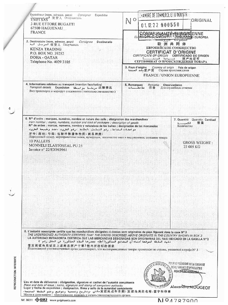 Certificate of Origin - France | PDF